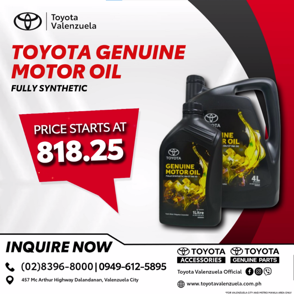 TOYOTA Fully Synthetic GENUINE MOTOR OIL - Toyota Valenzuela